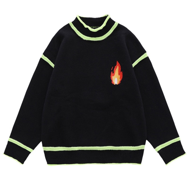 "Fire Flame" Unisex Men Women Streetwear Graphic Sweater – Club ...